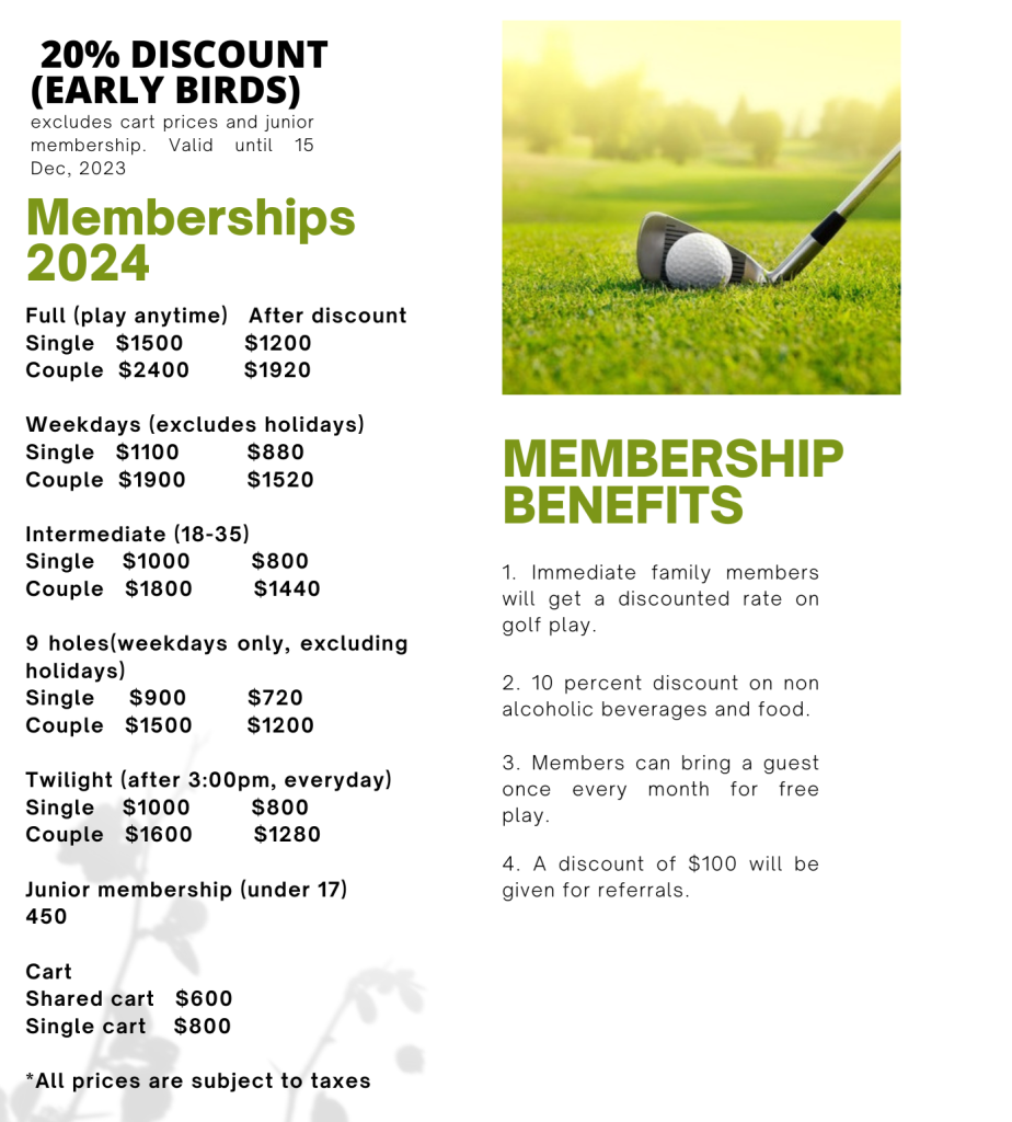 Green Fees + Rates - Water Park Golf & Country Club